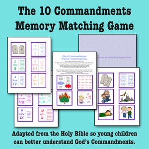 Moses, Exodus and the 10 Commandments Memory Matching Game (PDF ...