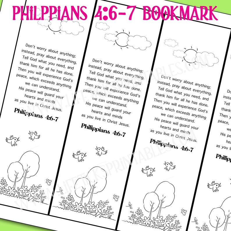 Philippians 4 6-7 Bookmark | Bible Verse Memorization | Home Church ...
