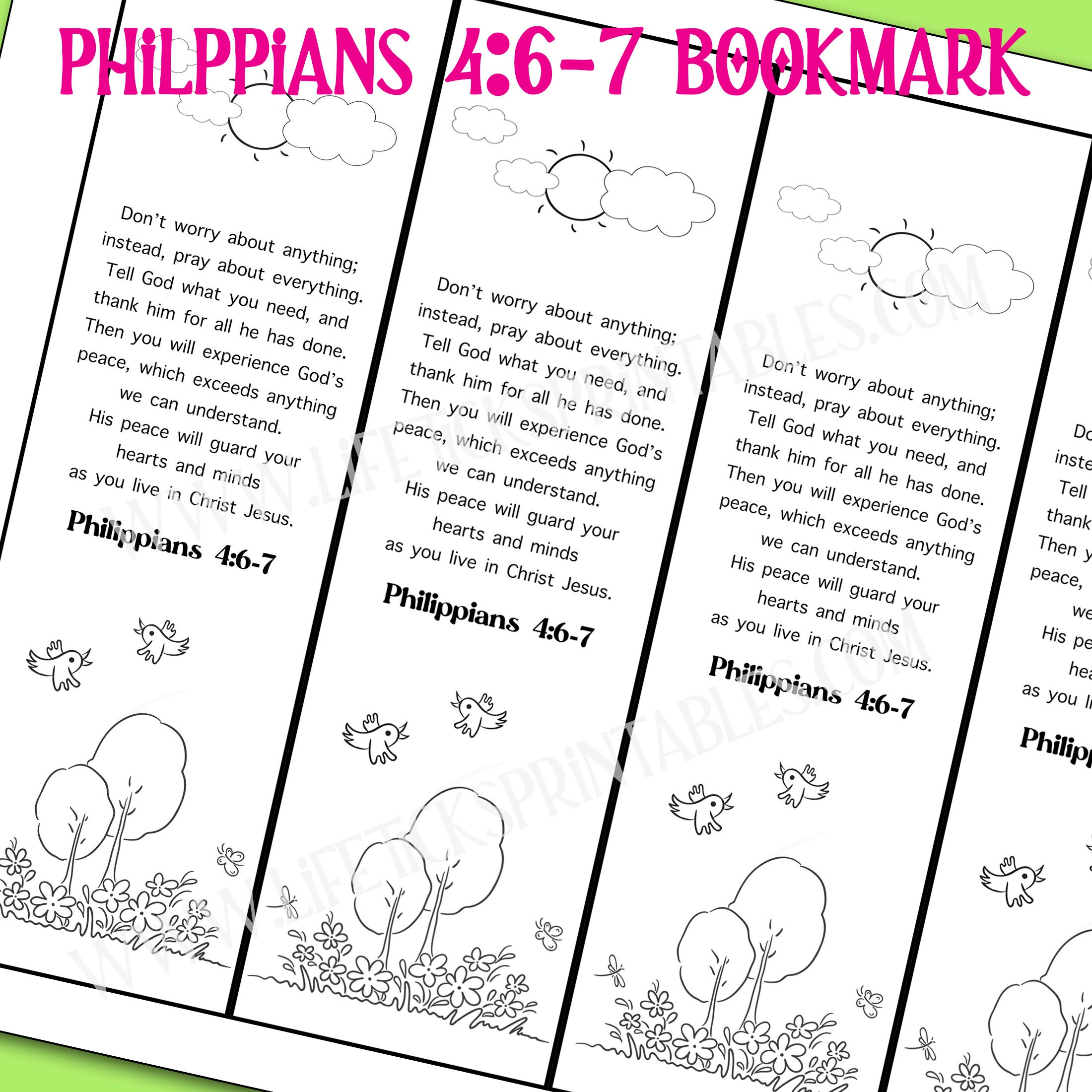 Philippians 4 6-7 Bookmark | Bible Verse Memorization | Home Church ...