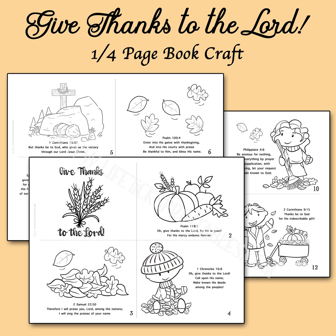 Give Thanks to the Lord Small Coloring Book Craft: Bible Memory Verse ...
