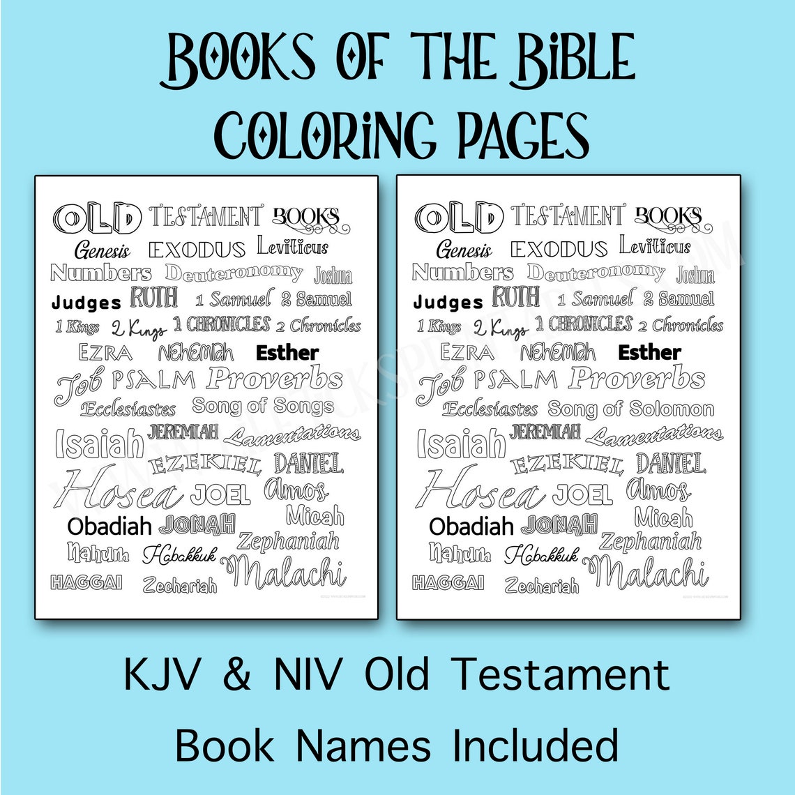 KJV and NIV Books of the Bible Coloring Pages Bible Learning Activity ...