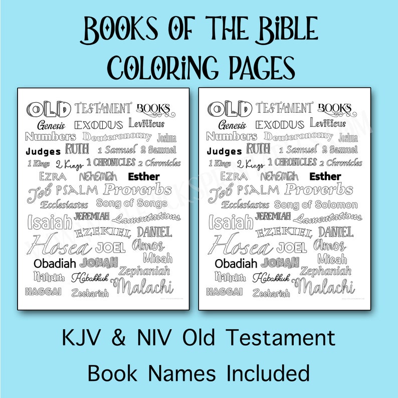 KJV and NIV Books of the Bible Coloring Pages | Bible Learning Activity ...