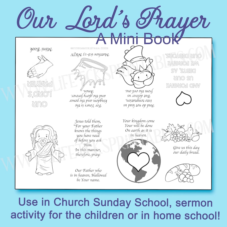 Lord's Prayer Mini Coloring Book: Sunday School Activity (PDF) - Etsy