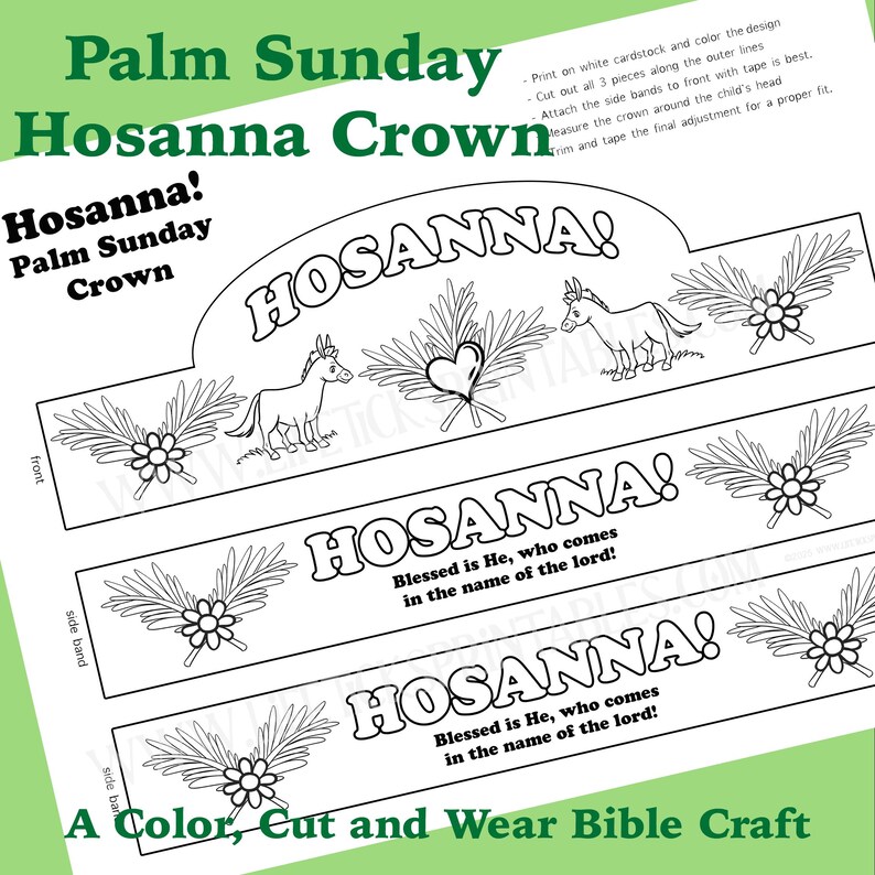 Palm Sunday Coloring Crown: Hosanna Bible Verse Craft (PDF Download) - Etsy