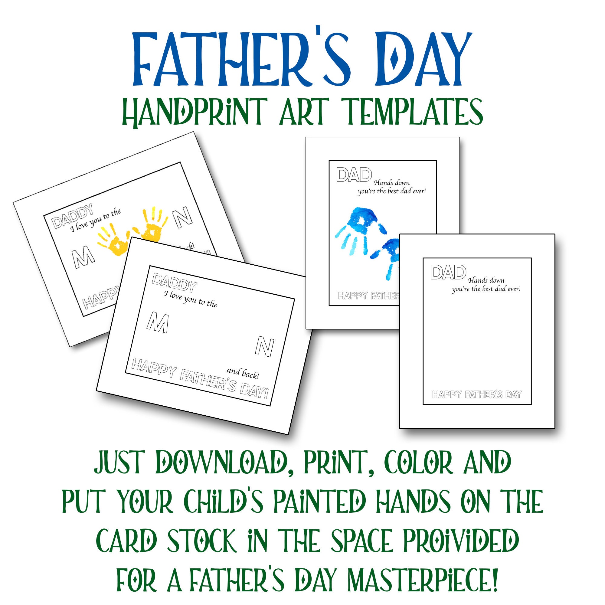 Father's Day Printable Fingerpaint & Coloring Activity | Instant ...