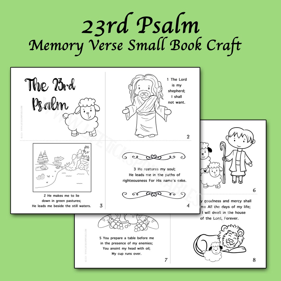 23rd Psalm 1/4 Page Books Bible Coloring Craft Christian Memory Verse ...