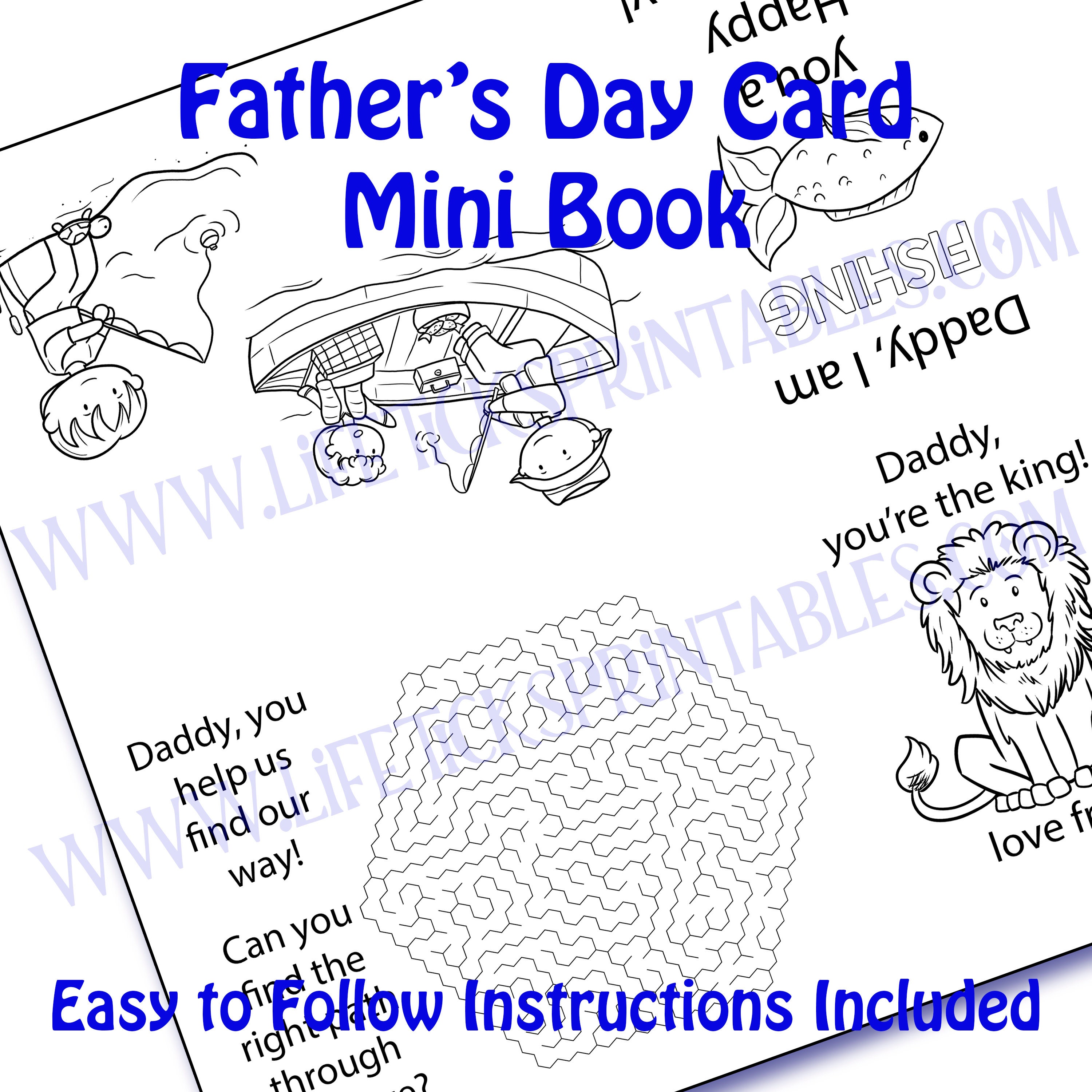 Father's Day Coloring Mini Zine Activity Instant Printable Mini Book ...