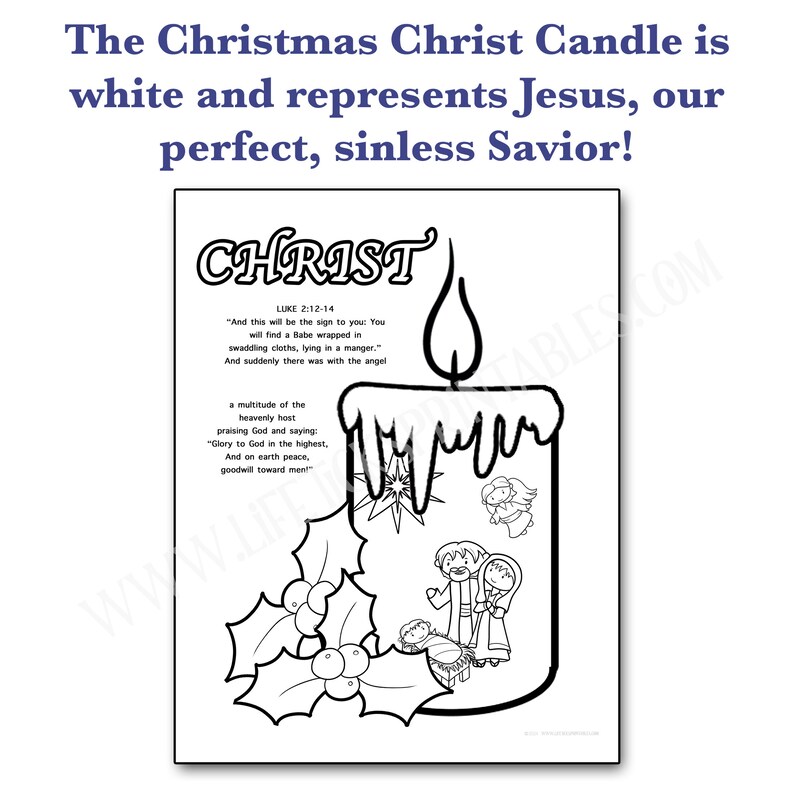 Advent Candles Coloring Pages: Bible Verses, Christmas Activity (PDF ...
