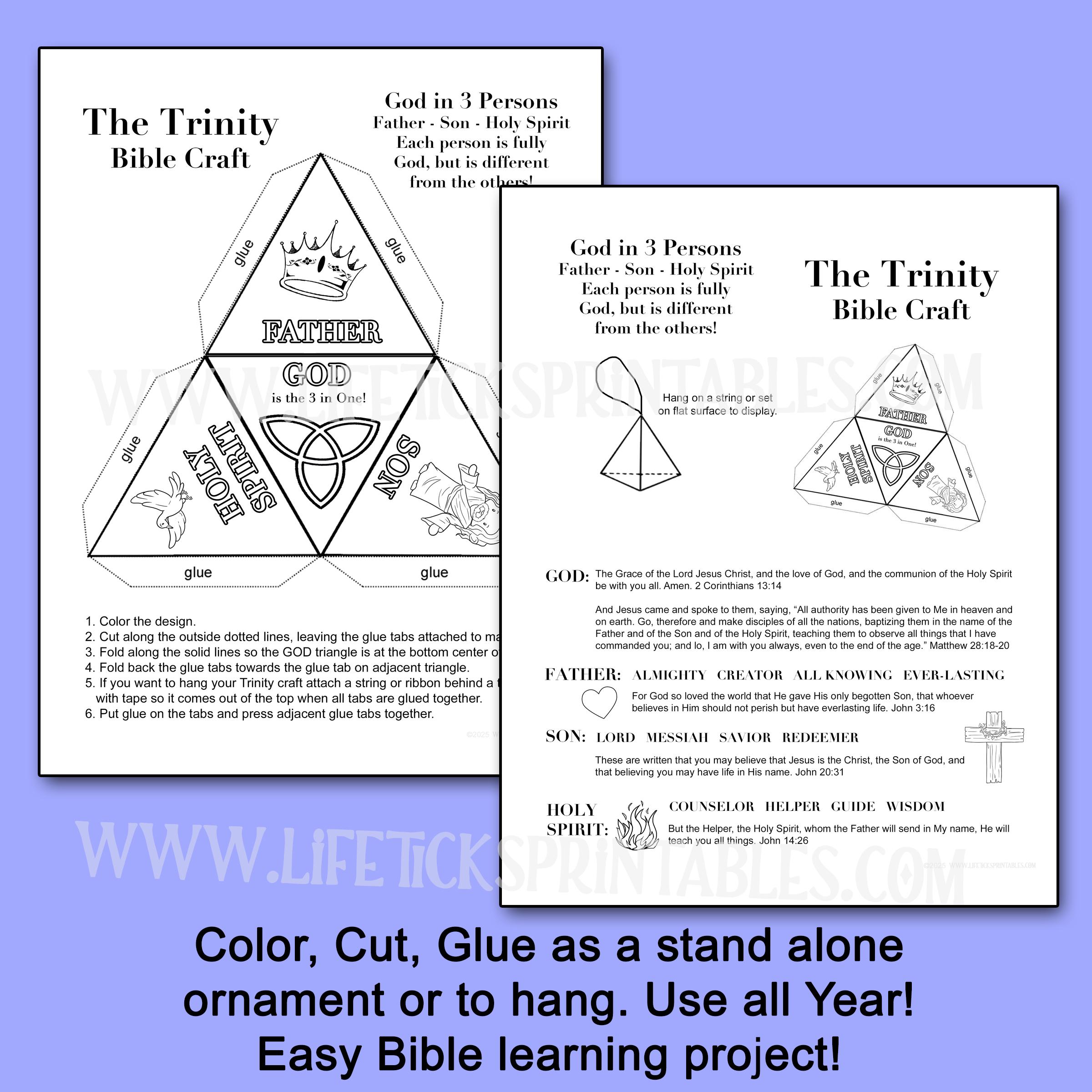 Trinity Ornament: God in 3 Persons, Christian Coloring Craft, Bible ...