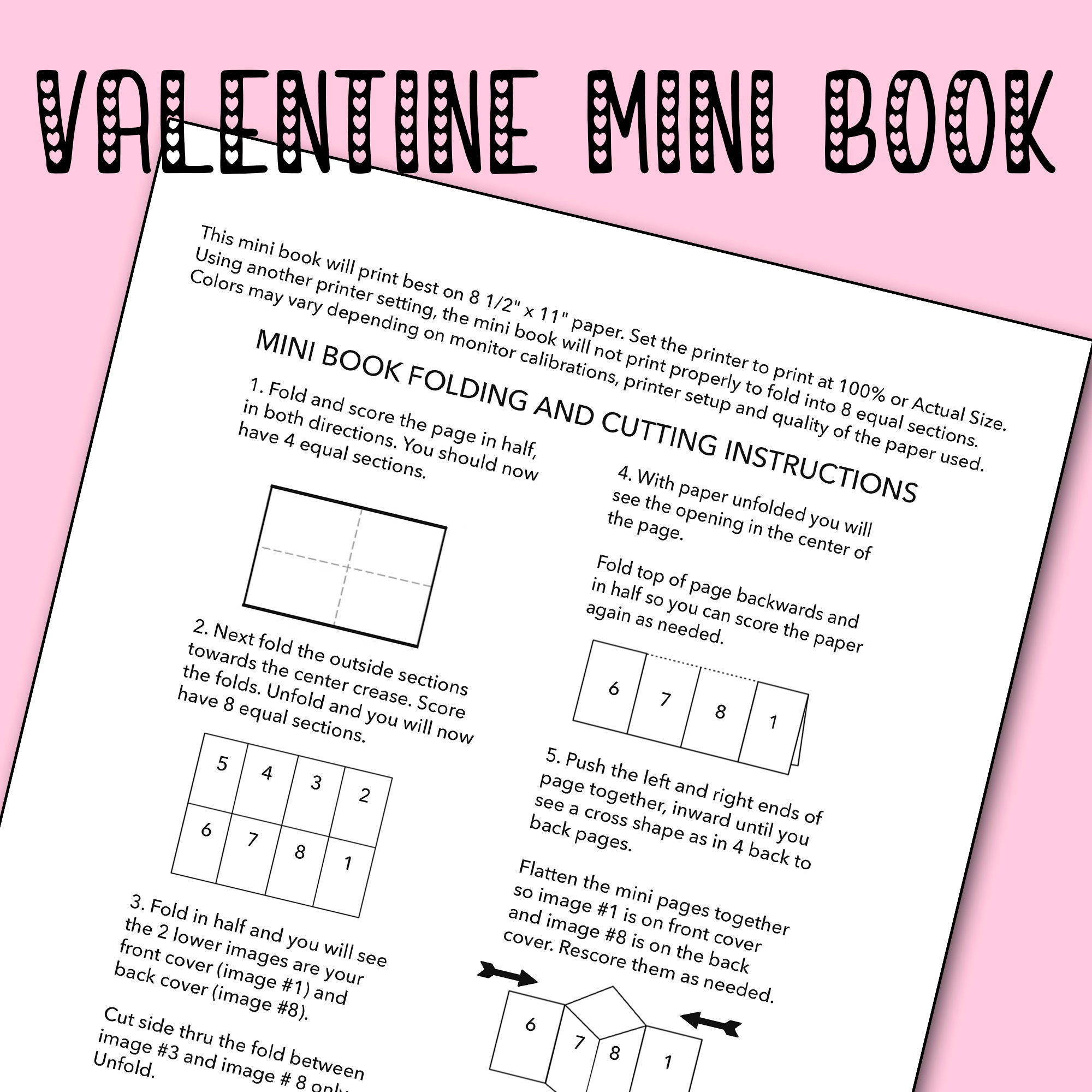 Valentine Mini Zine Mini Book A Colorful, Folding, Cutting Activity A ...