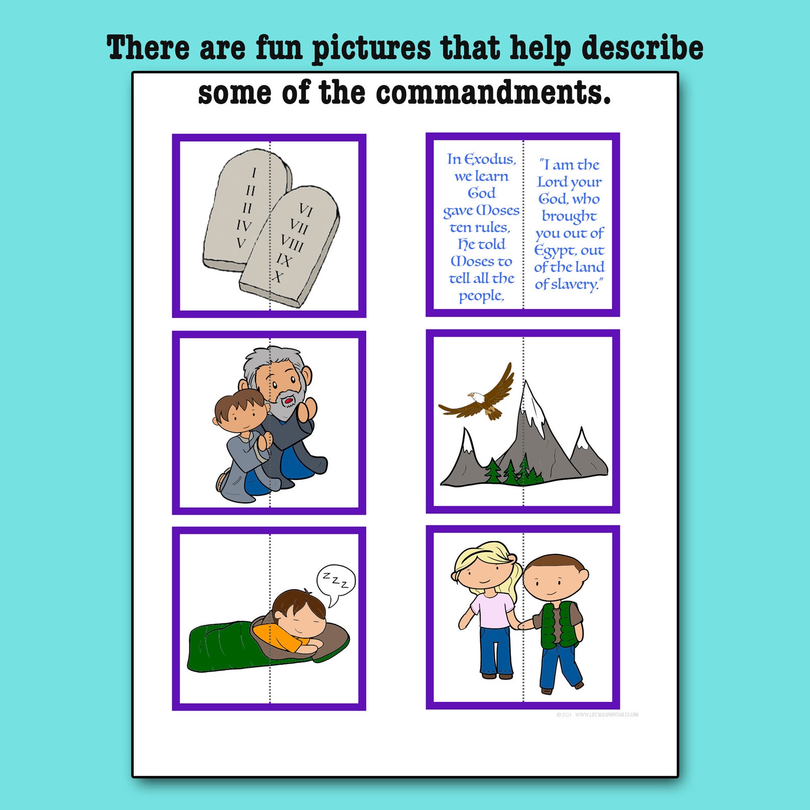 Moses, Exodus and the 10 Commandments Memory Matching Game (PDF ...
