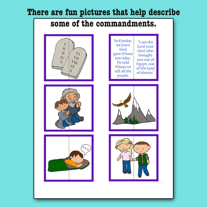 Moses, Exodus and the 10 Commandments Memory Matching Game (PDF ...