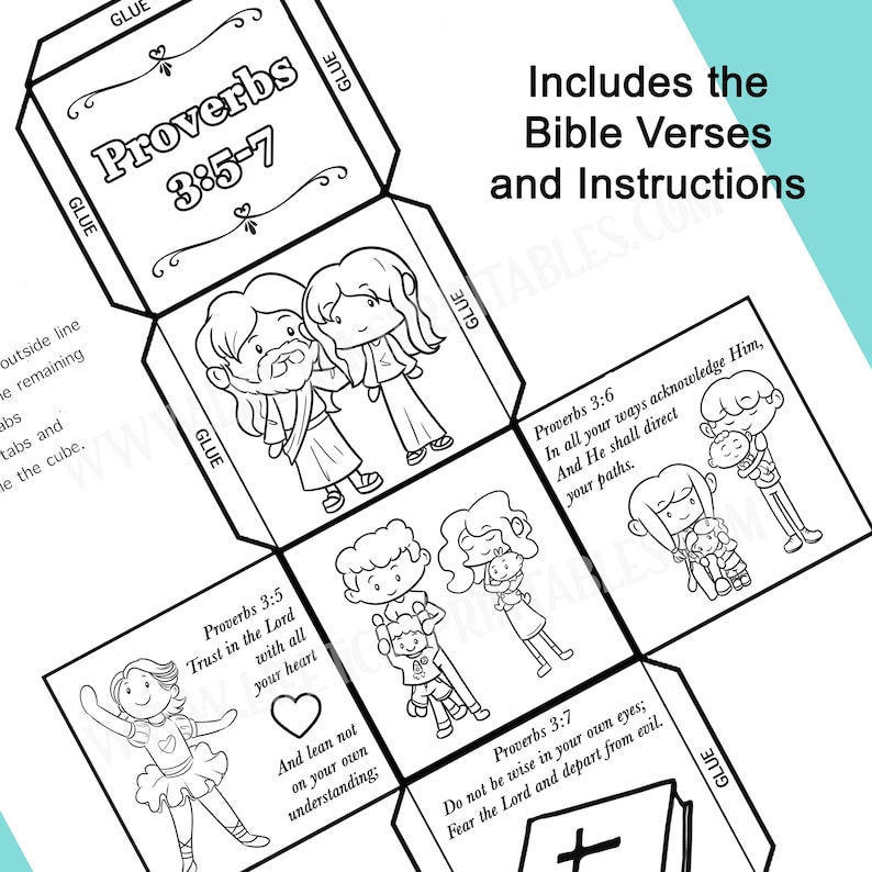 Trust in the Lord Coloring Cube Craft: Proverbs 3 Bible Verse Activity ...