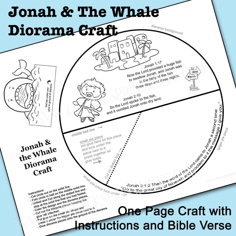Jonah and the Whale Diorama Craft: Bible Memory Verse Coloring Activity ...