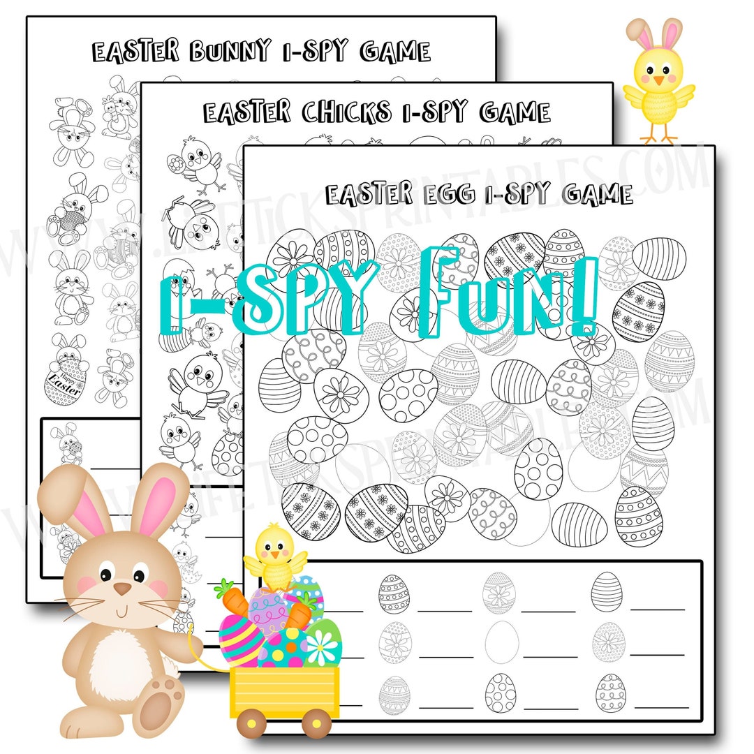 Easter Coloring I-SPY Instant Printable Pages | Fun for All Ages | Cute ...