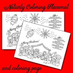 Children's Christmas Nativity Coloring Party Placemat: Bible Verse ...