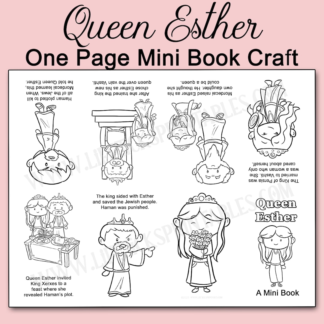 Queen Esther Mini Coloring Book: Bible Craft (PDF Download) - Etsy