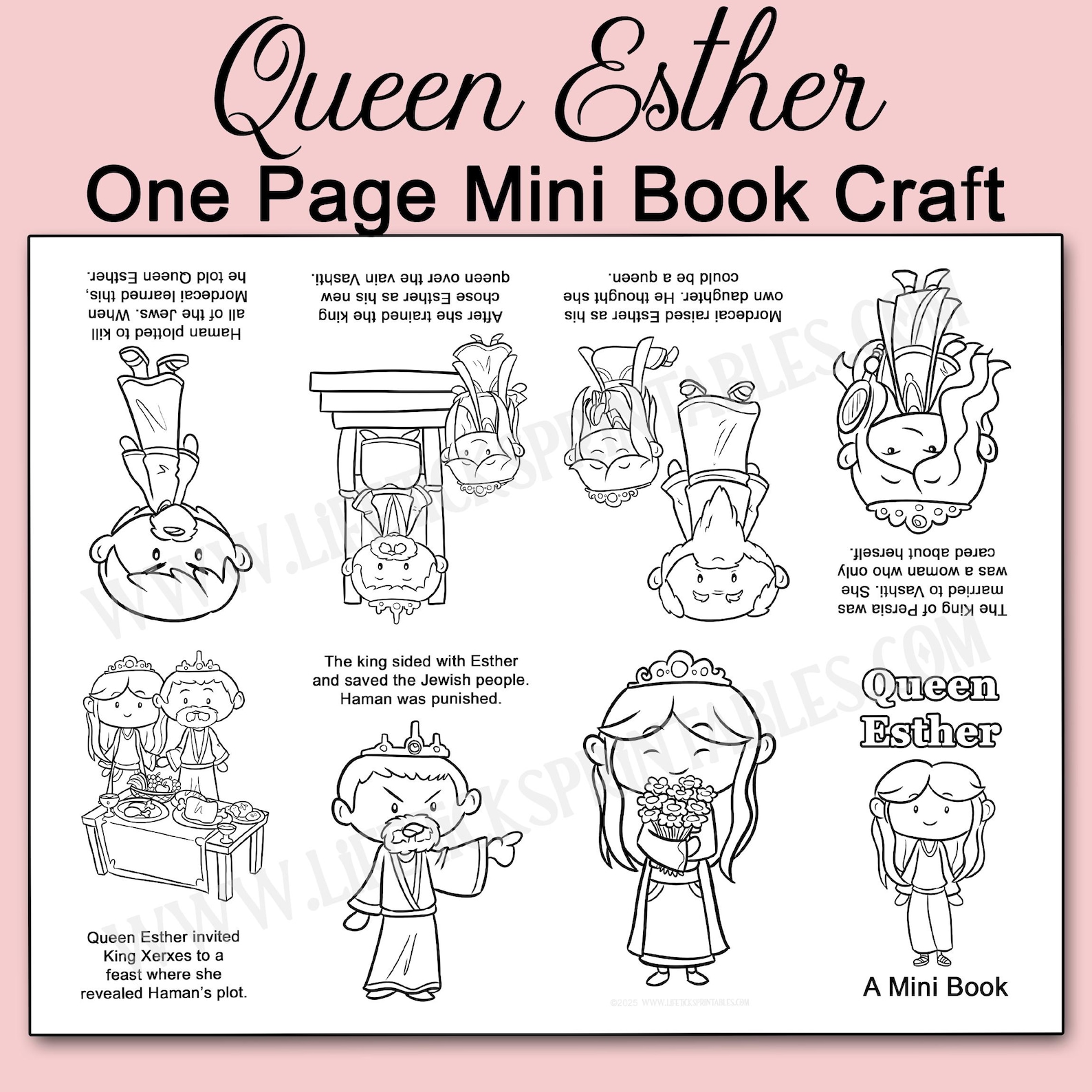 Queen Esther Mini Coloring Book: Bible Craft (PDF Download) - Etsy