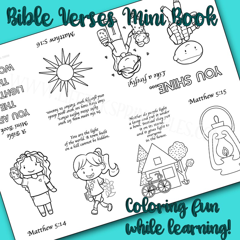 Light of the World Mini Coloring Book: Matthew 5 Bible Verses (digital ...