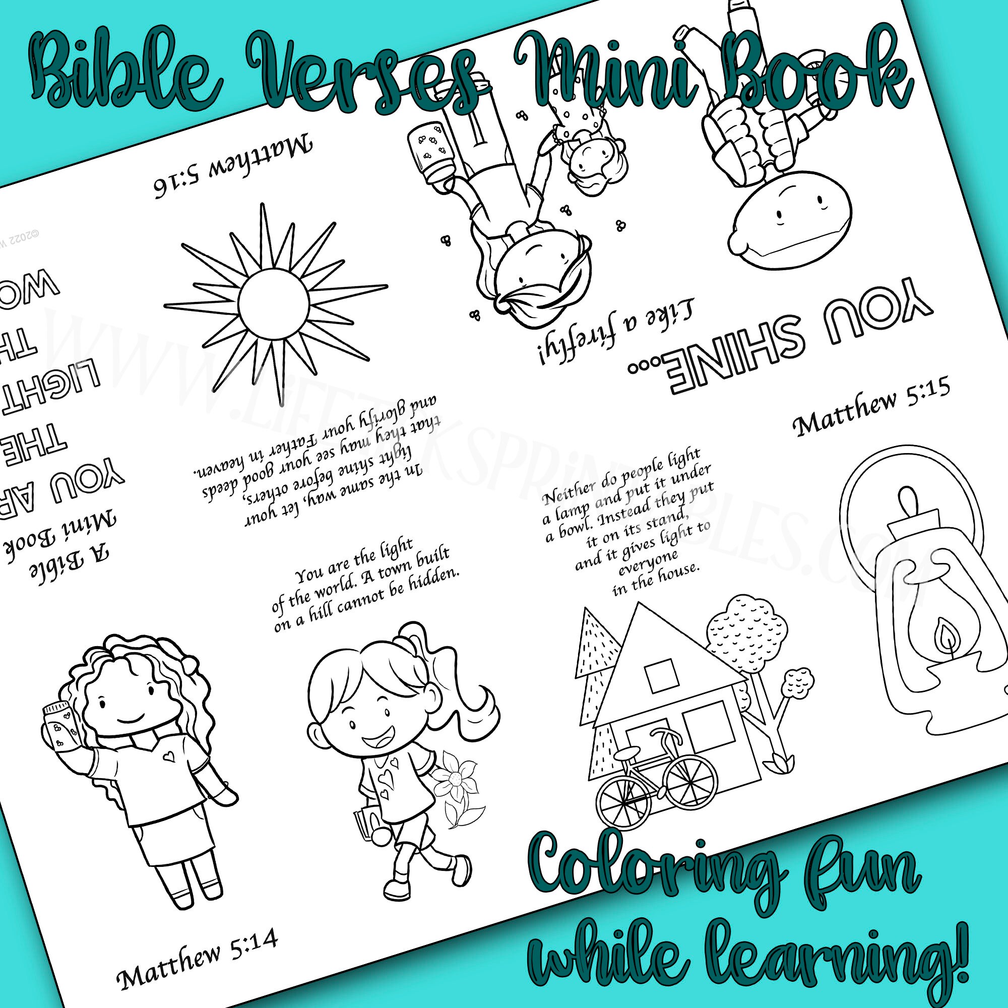 Light of the World Mini Coloring Book: Matthew 5 Bible Verses (digital ...