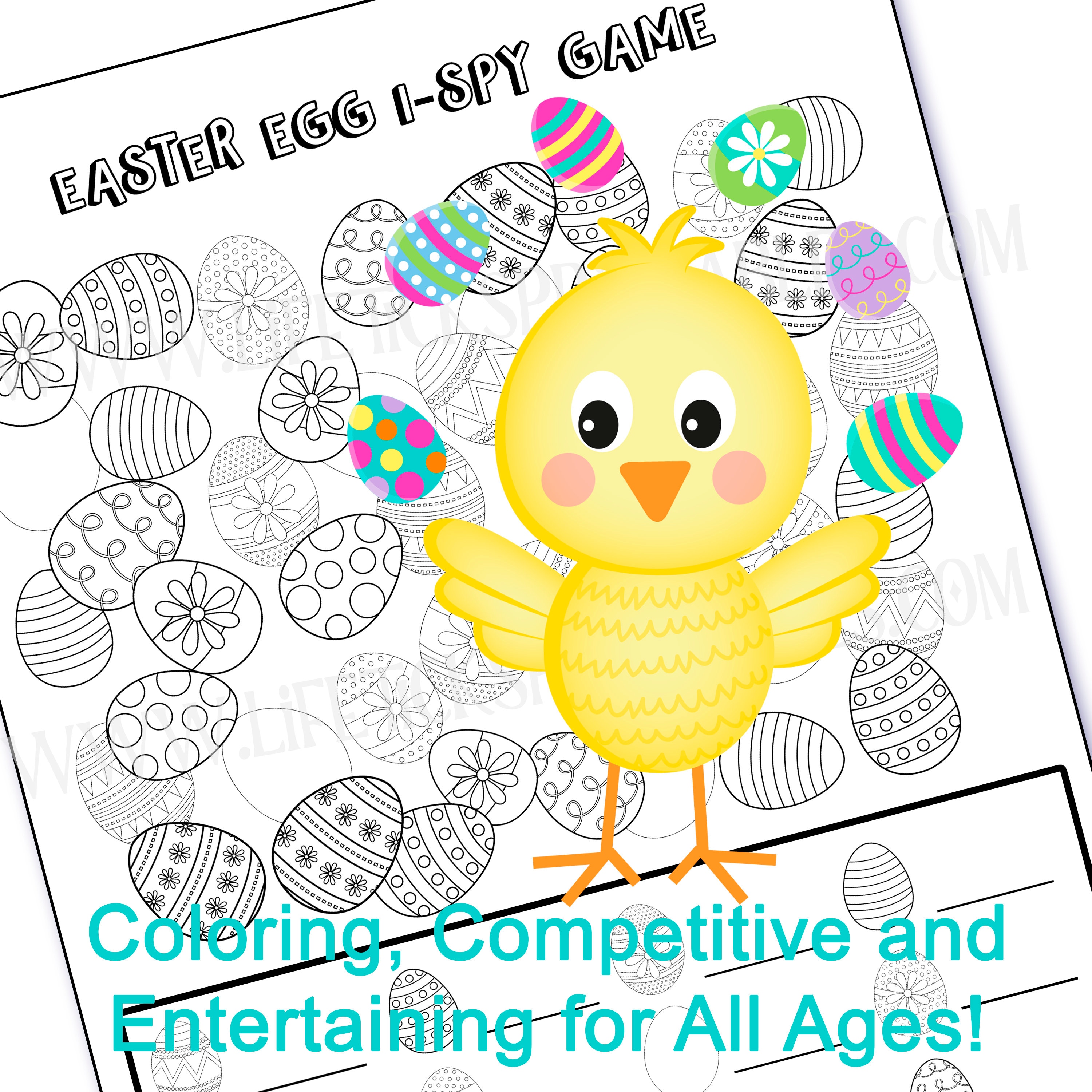 Easter Coloring I-SPY Instant Printable Pages Fun for All Ages Cute ...