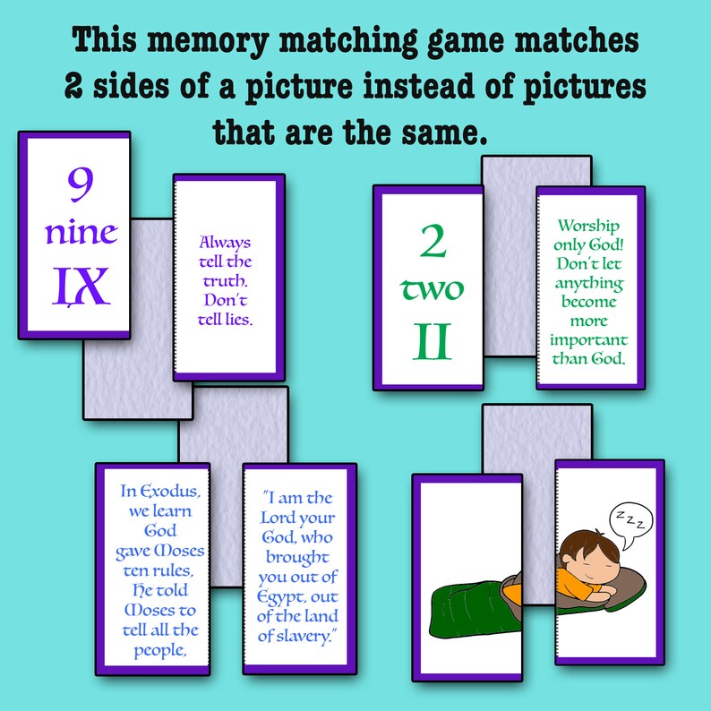 Moses, Exodus and the 10 Commandments Memory Matching Game | for All ...
