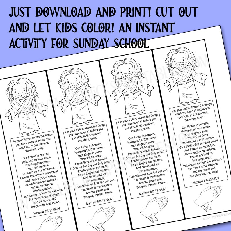 Our Lord's Prayer Bookmark | Matthew 6 8-13 | for Home, Church Sunday ...