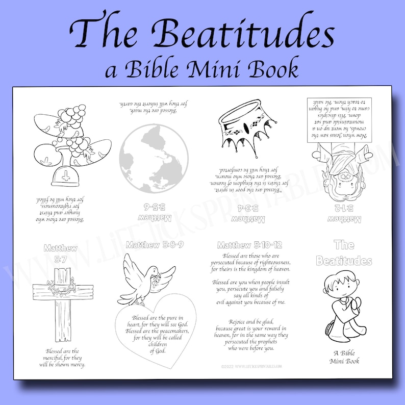 Beatitudes Mini Coloring Book: Bible Verses Zine (PDF Download) - Etsy