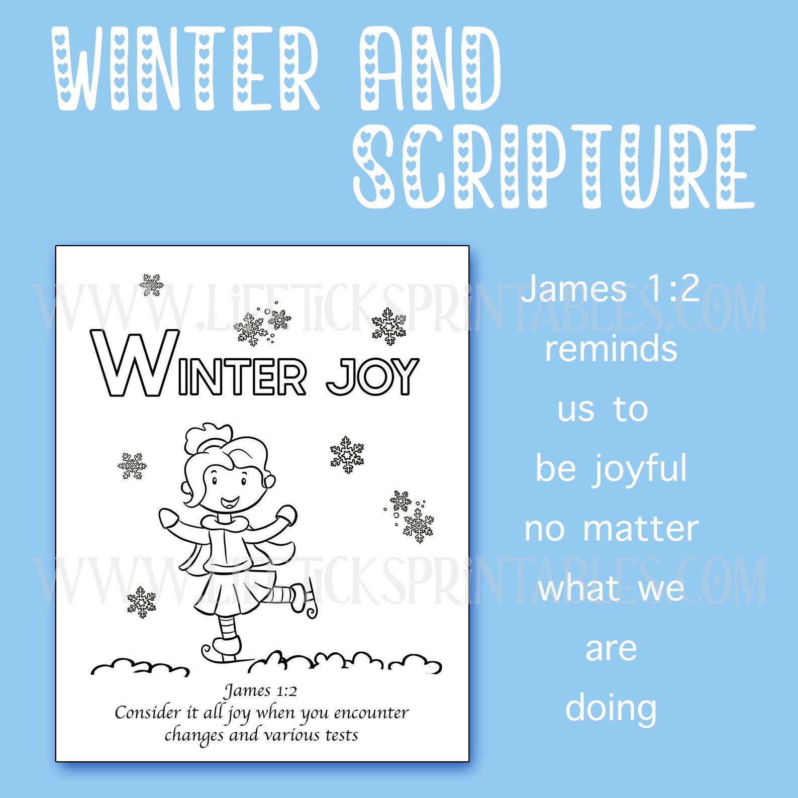 Winter and Scripture Coloring Pages | 5 Coloring Sheets With Bible ...