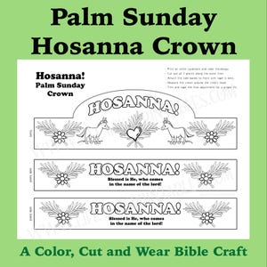 Palm Sunday Hosanna Coloring Crown | Christian Bible Memory Verse ...