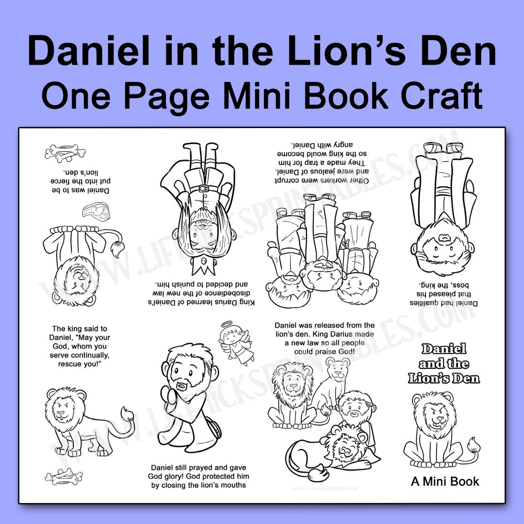 Daniel & the Lion's Den Mini Coloring Book | Bible Craft Memory Verse ...