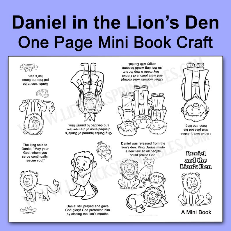 Daniel and the Lion's Den: Mini Coloring Book Bible Story Craft (PDF ...