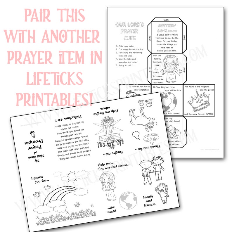 Our Lord's Prayer Coloring Cube Craft: Bible Learning Activity (PDF) - Etsy