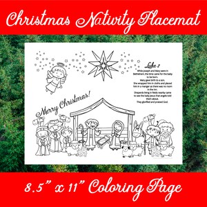 Children's Christmas Nativity Coloring Party Placemat: Bible Verse ...