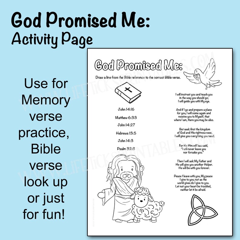 God's Promises Activity Page: Bible Verse Coloring (PDF Download) - Etsy
