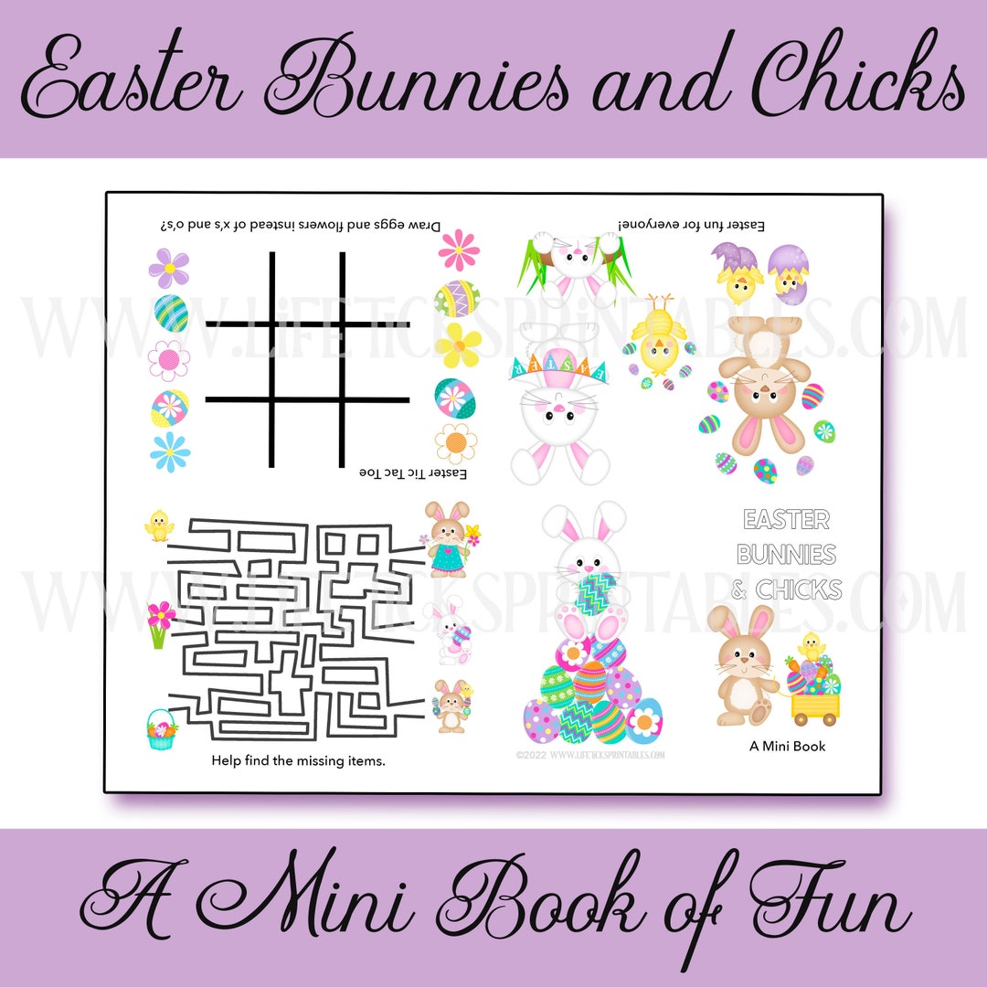 Easter Bunnies & Chicks Instant Printable Mini Book | Mini Zine Created ...