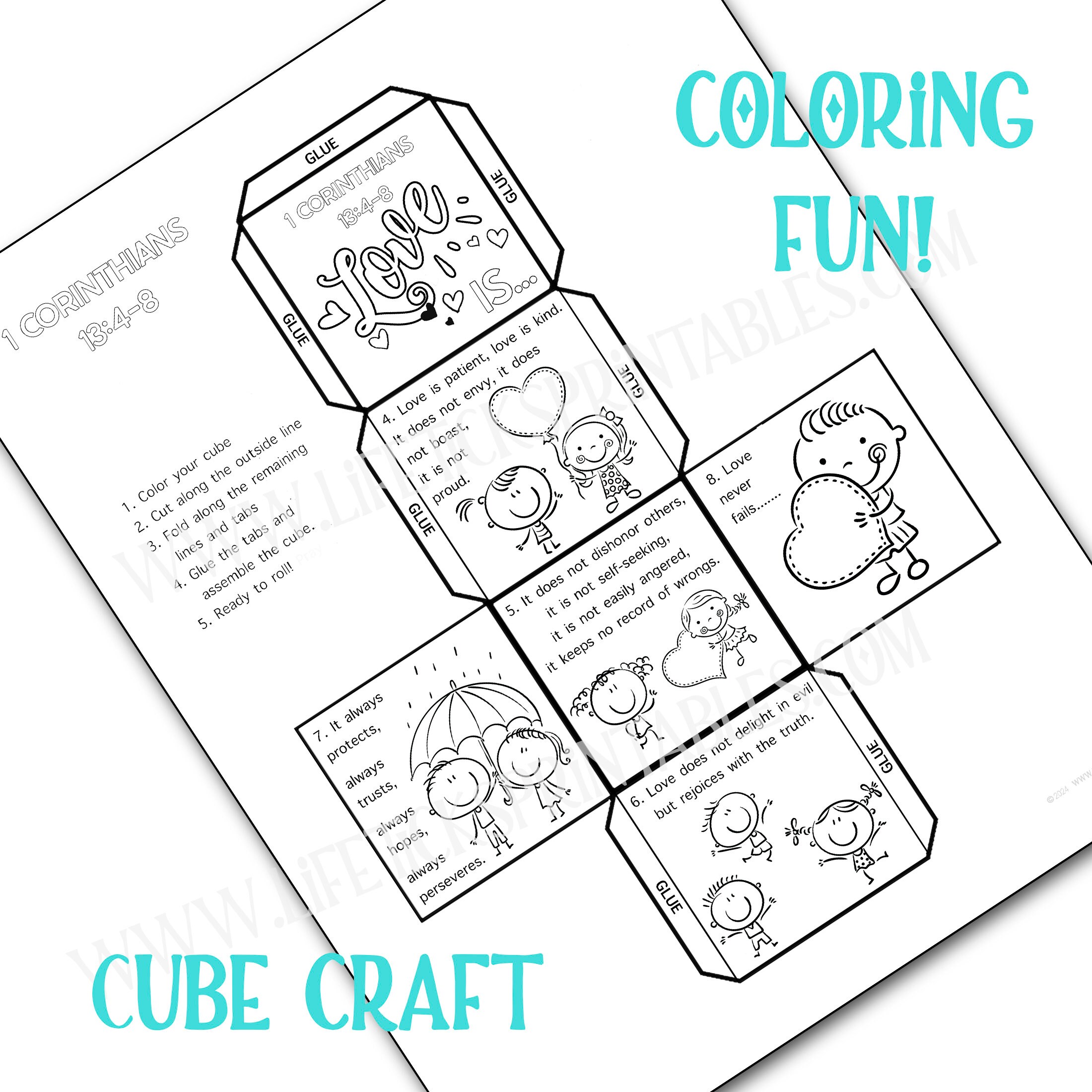 1 Corinthians 13:4-8 Cube Craft | Bible Love Verses | for Children of ...