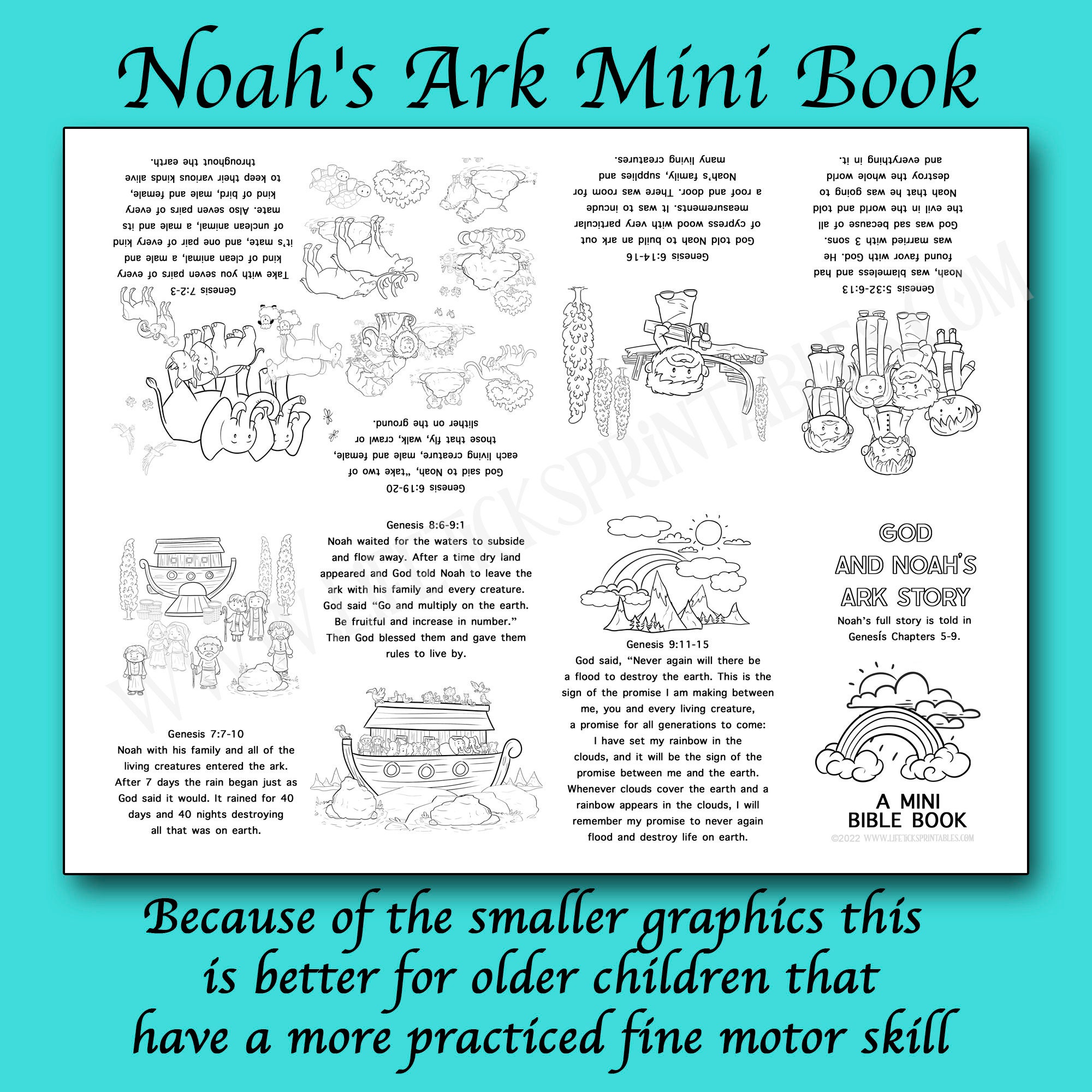 Noah Mini Coloring Book Mini Zine Gods Rainbow Promise to Noah in ...