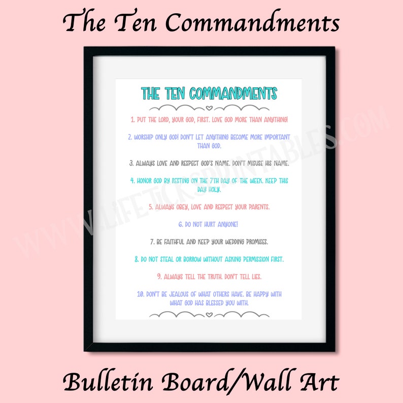 Ten Commandments Bulletin Board & Wall Art: Exodus 20 Printable ...
