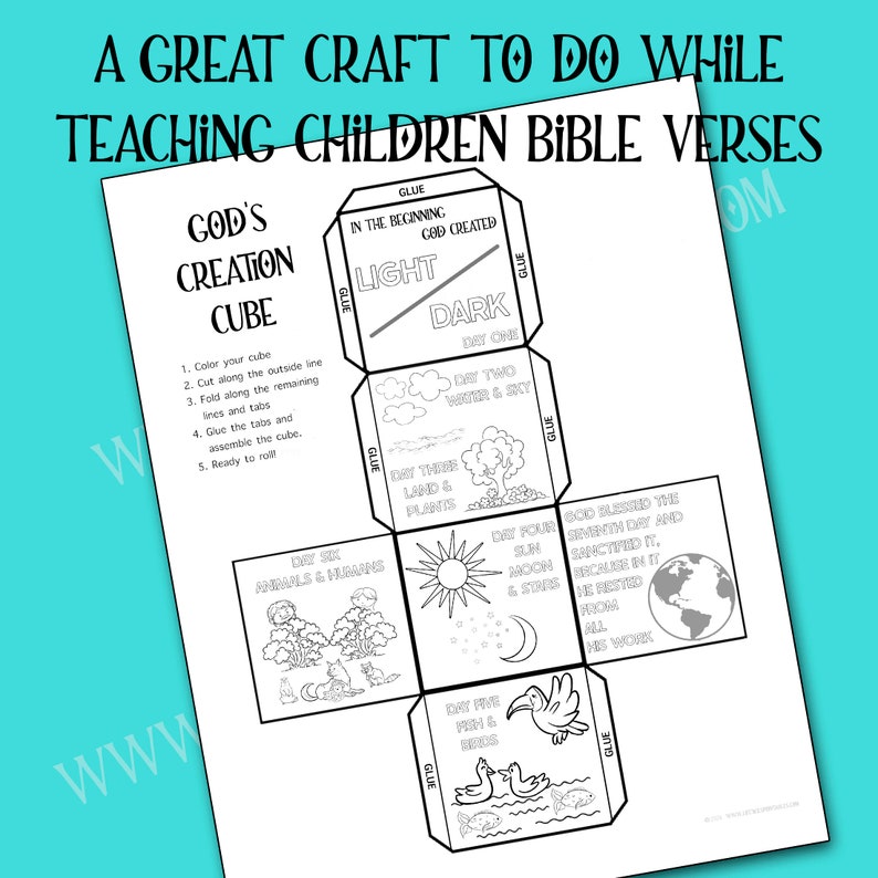 God's Days of Creation Coloring Cube Craft: Sunday School Activity (PDF ...