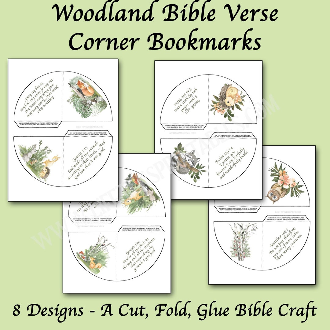 Woodland Wildlife Bible Verse Corner Bookmarks | Watercolor Woodland ...
