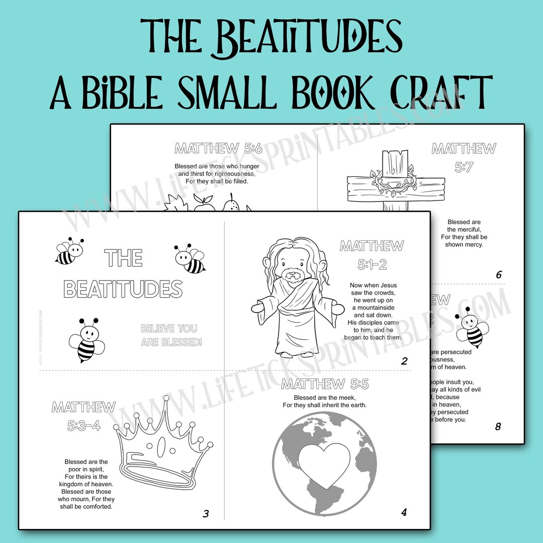 Jesus and the Beatitudes Small Book Craft | Christian Coloring Activity ...