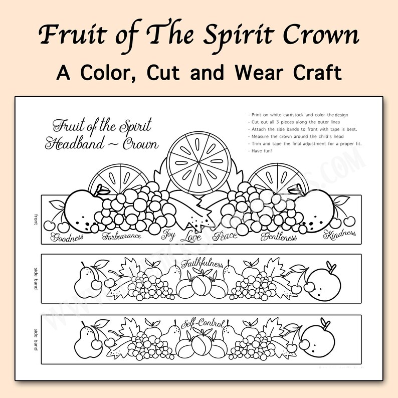 Fruit of the Spirit Crown | Coloring Bible Memory Verse Activity ...