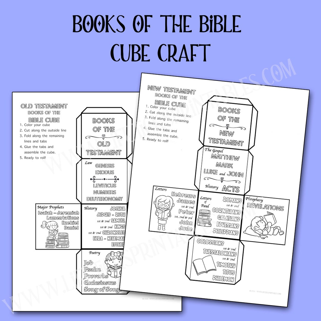 Books of the Bible Coloring Cube Craft: Old and New Testament Activity ...
