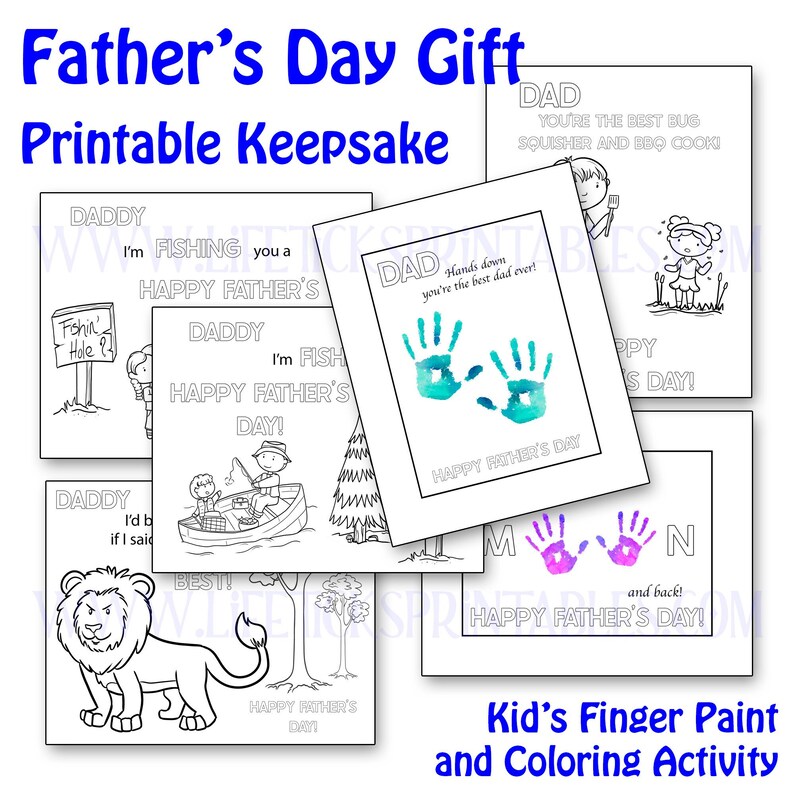 Father's Day Printable Fingerpaint & Coloring Activity | Instant ...