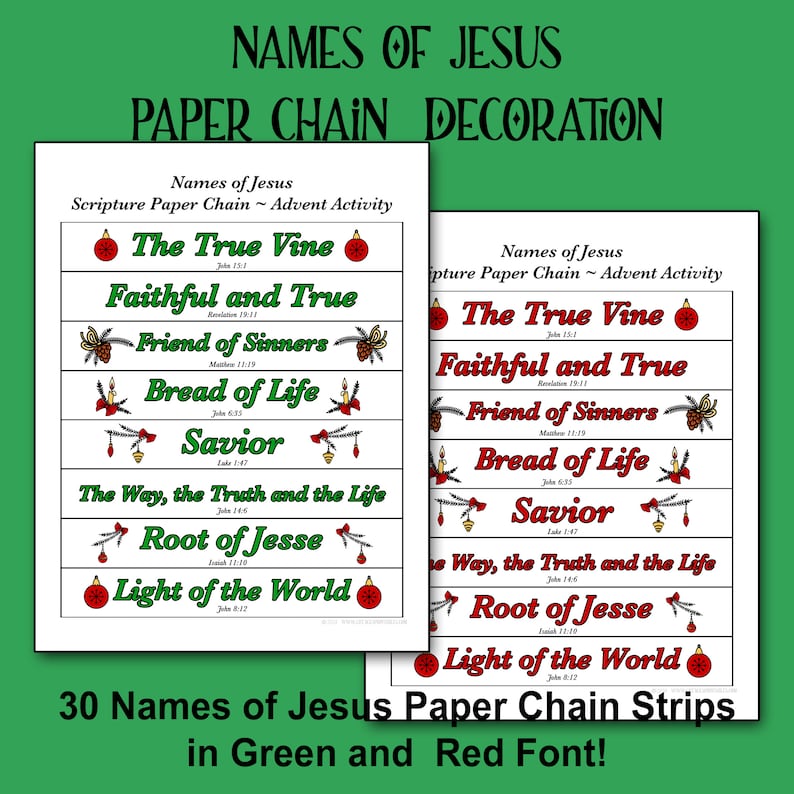 The Names of Jesus Paper Chain Craft | Christmas Decoration Doubles as ...