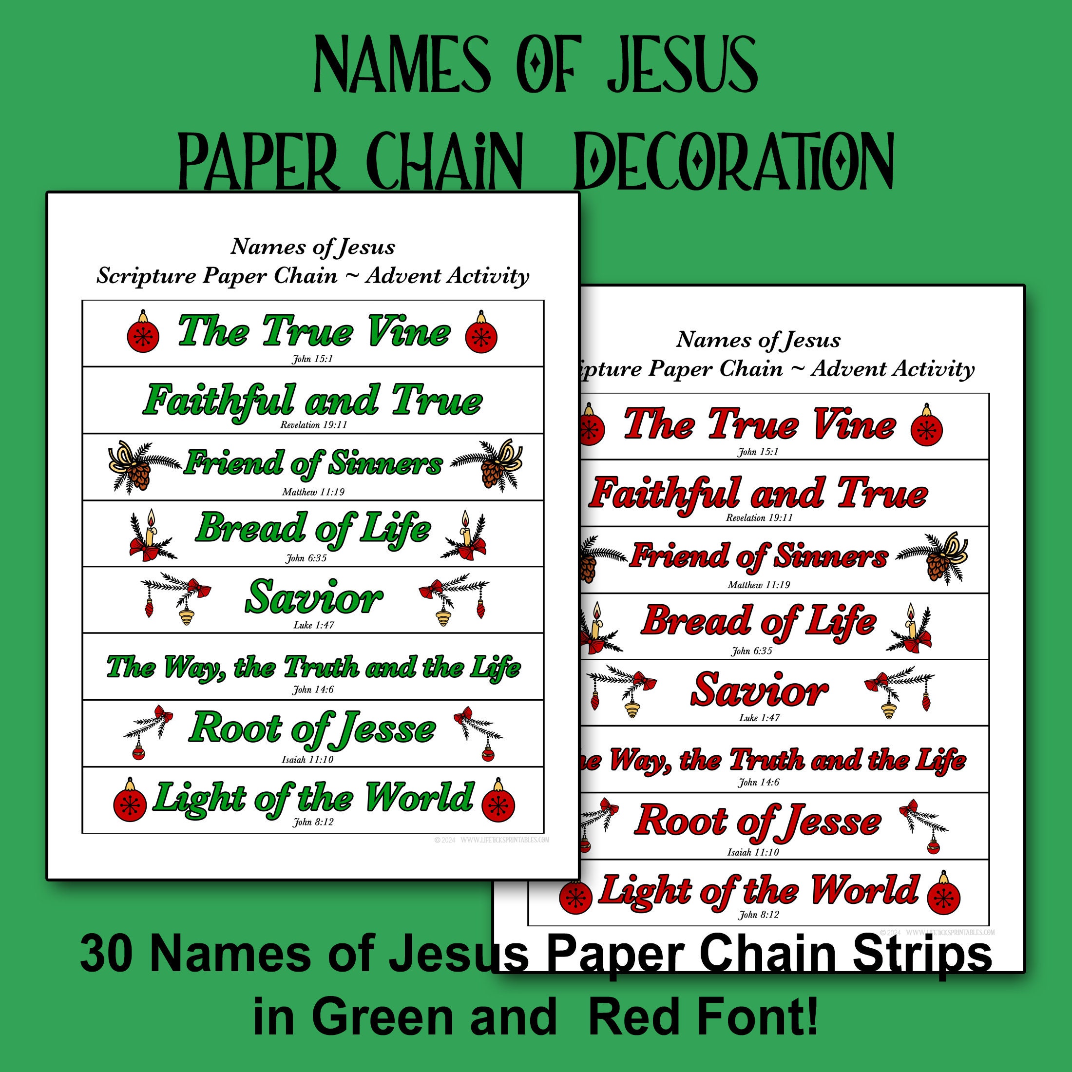 The Names of Jesus Paper Chain Activity: Christmas Decoration Craft ...