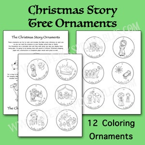 Christmas Story Tree Ornaments Craft: Nativity Bible Verse Coloring ...