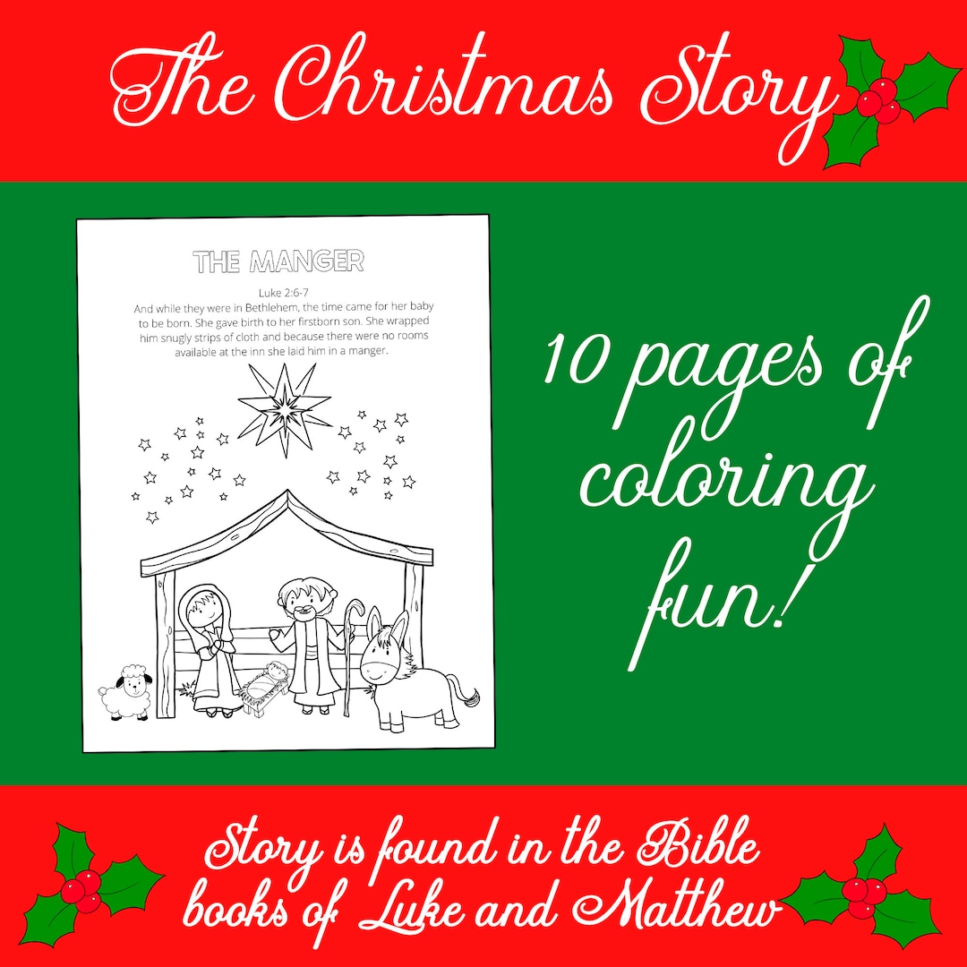 The Christmas Story Coloring Pages | Home & Church Sunday School - Etsy