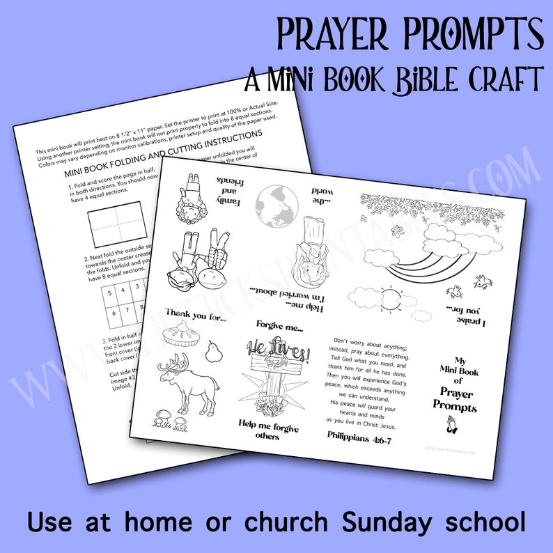 Prayer Prompts Mini Coloring Book Mini Zine Easy One Page Craft for All ...